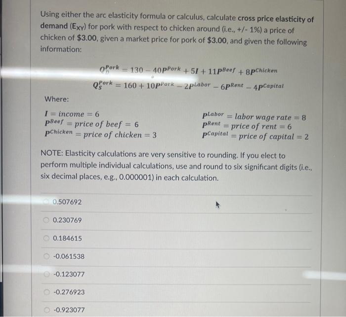 Using either the arc elasticity formula or calculus, | Chegg.com