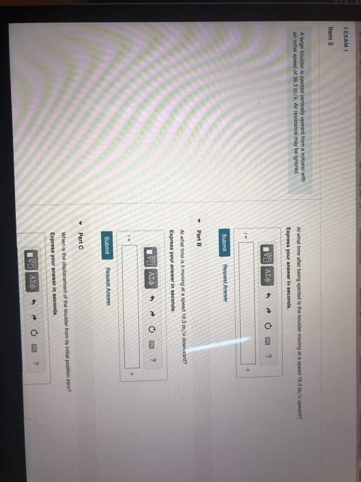 Solved (EXAM 1 Item 5 A large boulder is ejected vertically | Chegg.com