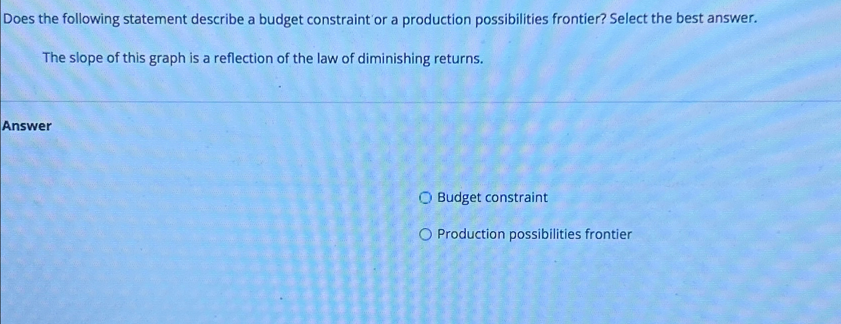 Solved Does the following statement describe a budget | Chegg.com