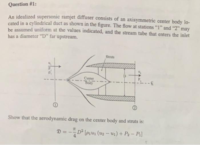 Solved An idealized supersonic ramjet diffuser consists of | Chegg.com