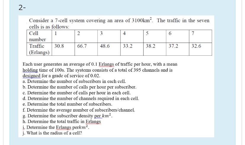 2-Consider a 7 -cell system covering an area of | Chegg.com