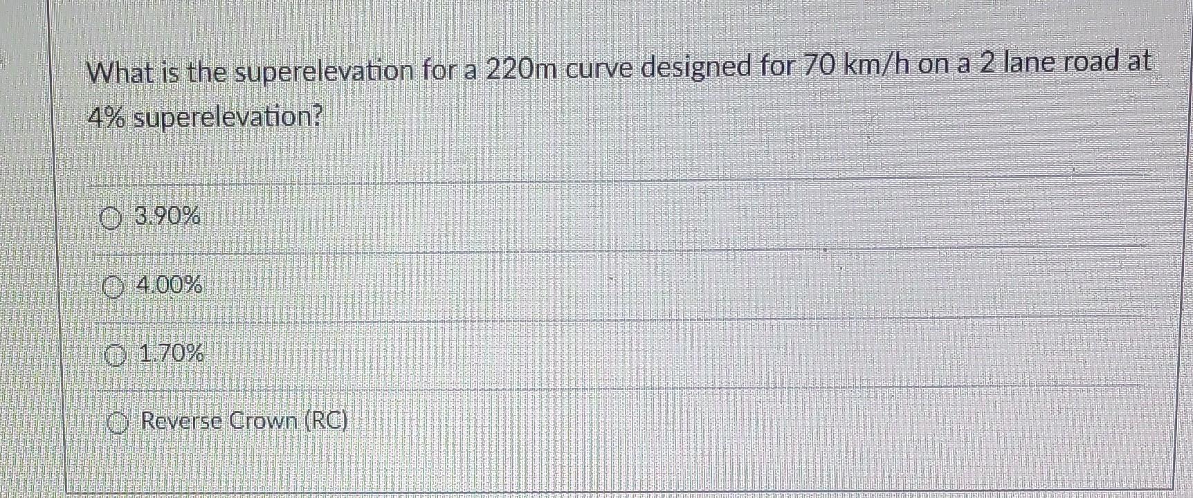 Solved What is the superelevation for a 220 m curve designed | Chegg.com