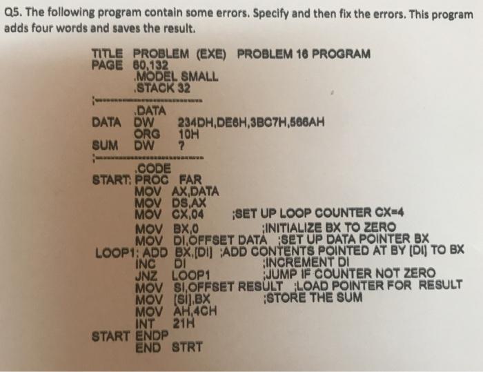 Solved Q5. The following program contain some errors. | Chegg.com