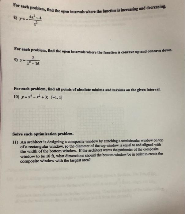 Solved For each problem, find the open intervals where the | Chegg.com