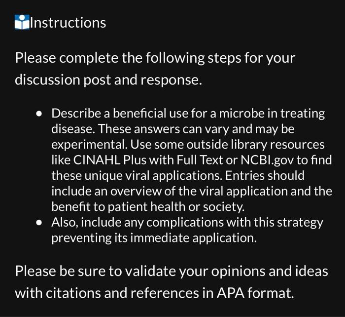Solved help asap with this discussion post follow all the | Chegg.com