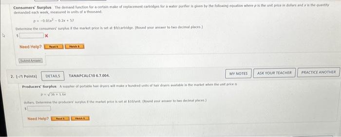 Solved Consumers' Surplus The demand function for a certain | Chegg.com