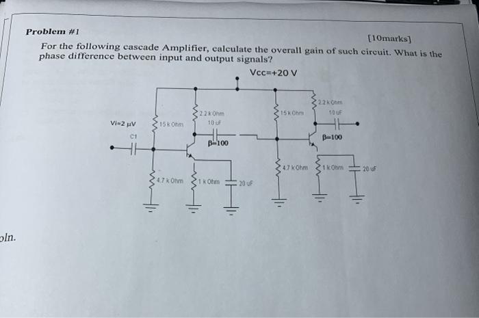 Solved Problem #1 [10marks] For the following cascade | Chegg.com