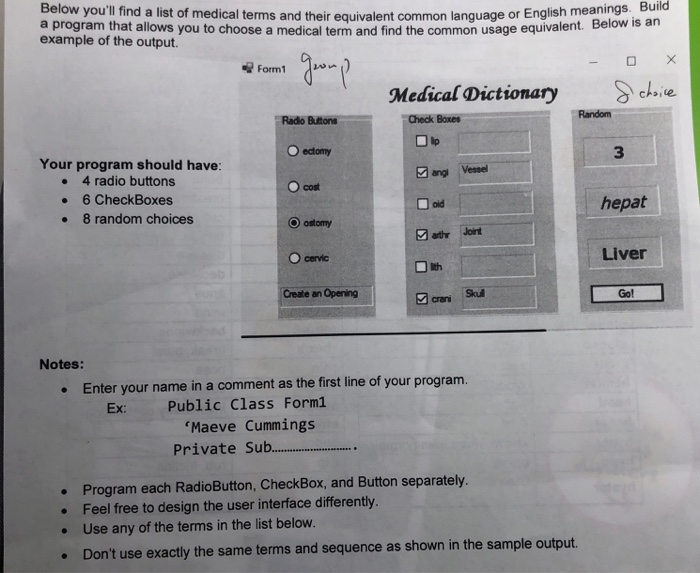 Solved mon language or English meanings. Build Below you'll | Chegg.com