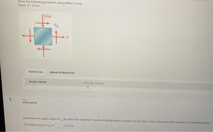 Solved Solve the following problems using Mohr's circle | Chegg.com
