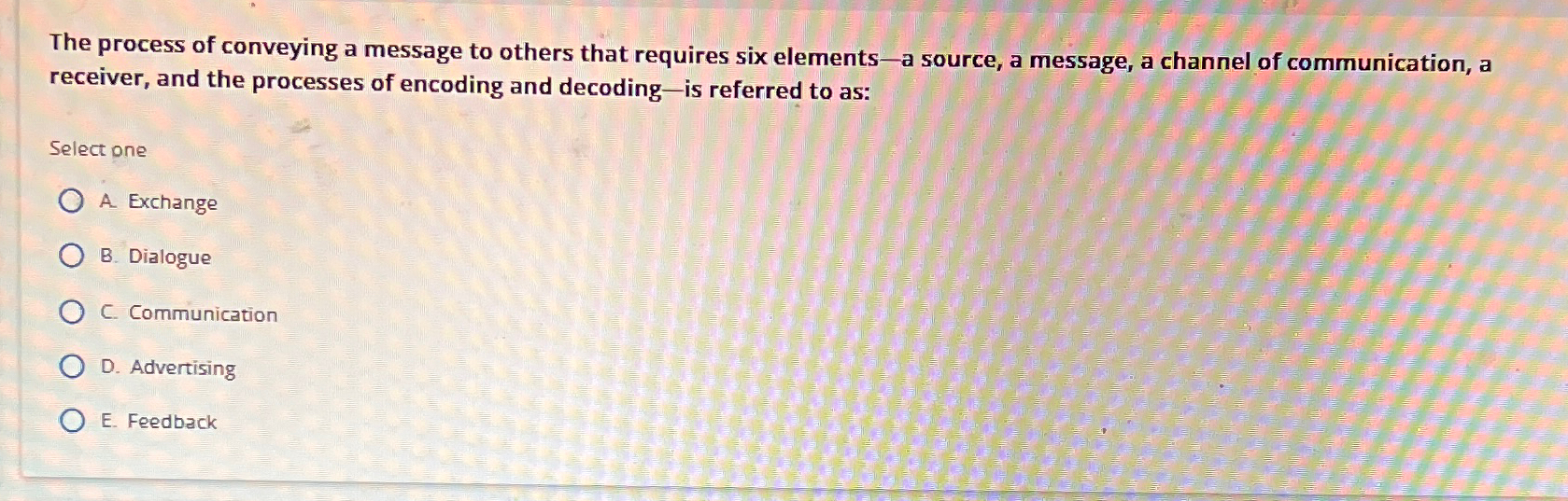 Solved The process of conveying a message to others that | Chegg.com