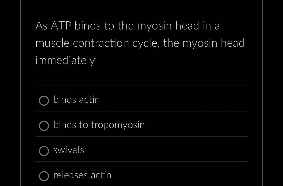 Solved As ATP binds to the myosin head in a muscle | Chegg.com