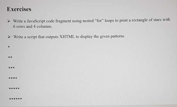 Solved Exercises Write A Javascript Code Fragment Using 9037