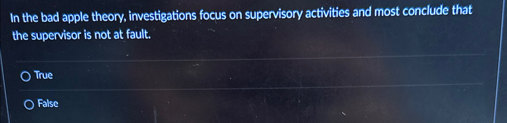 Solved In the bad apple theory, investigations focus on | Chegg.com