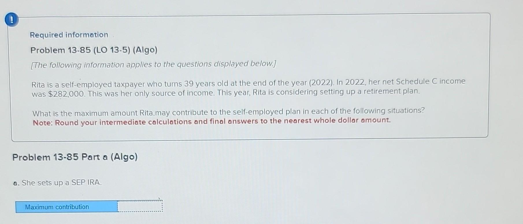Solved Required information Problem 13-85 (LO 13-5) (Algo) | Chegg.com