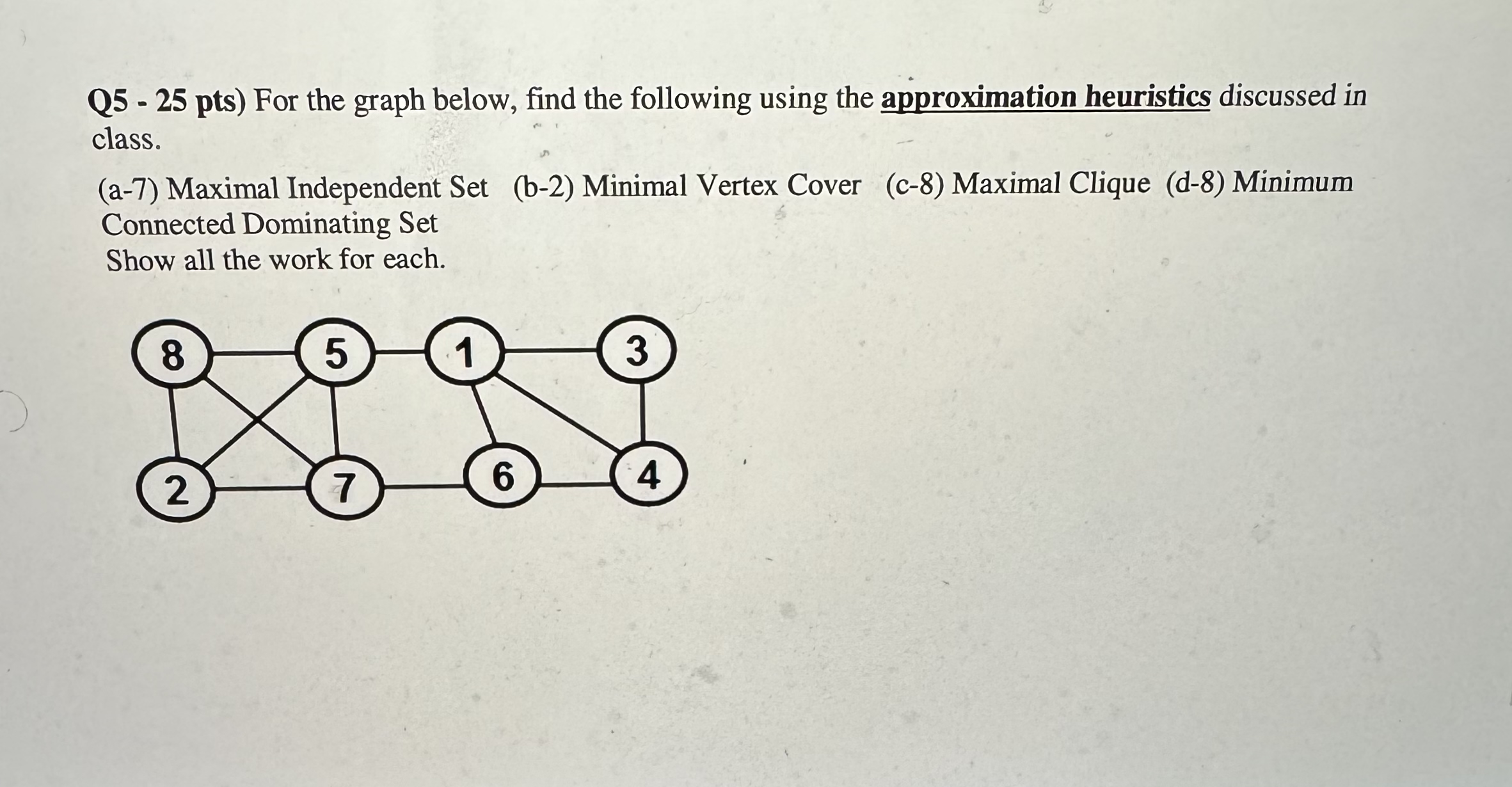 Solved Q5 - 25 ﻿pts) ﻿For the graph below, find the | Chegg.com
