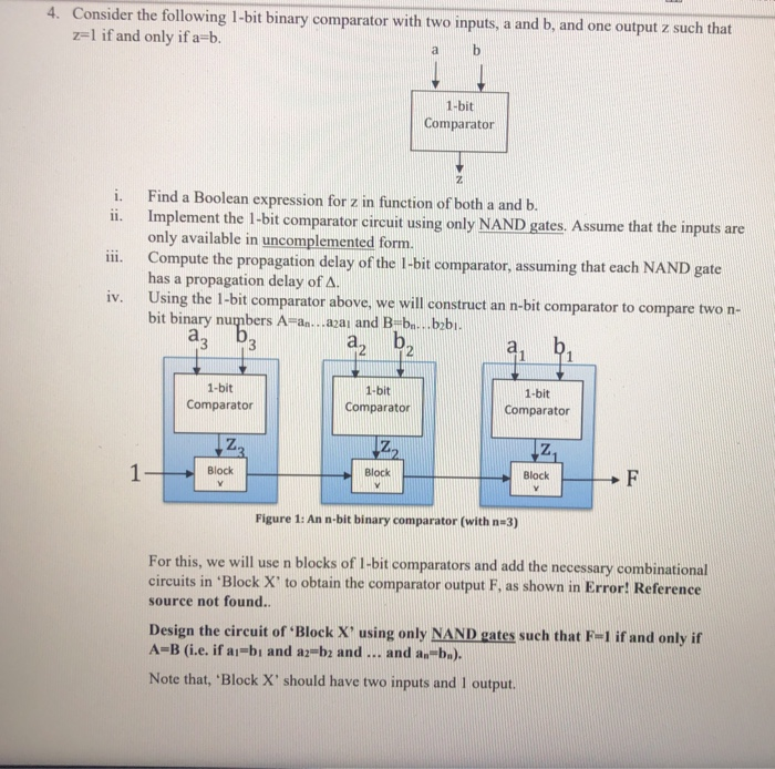 Solved 4 Consider The Following 1 Bit Binary Comparator 