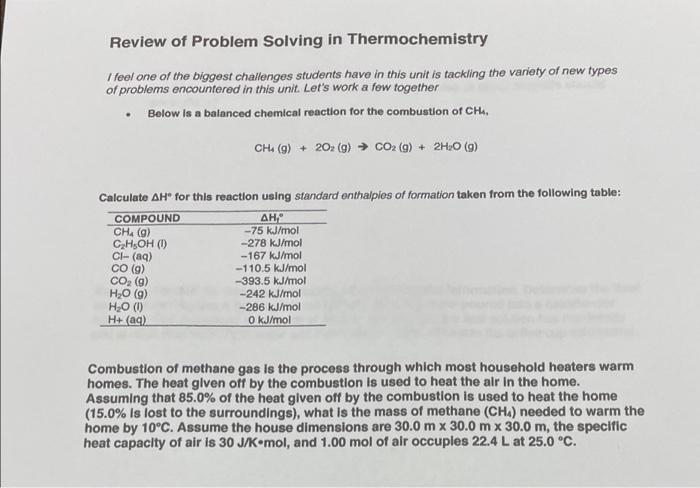 Solved Review of Problem Solving in Thermochemistry I feel | Chegg.com