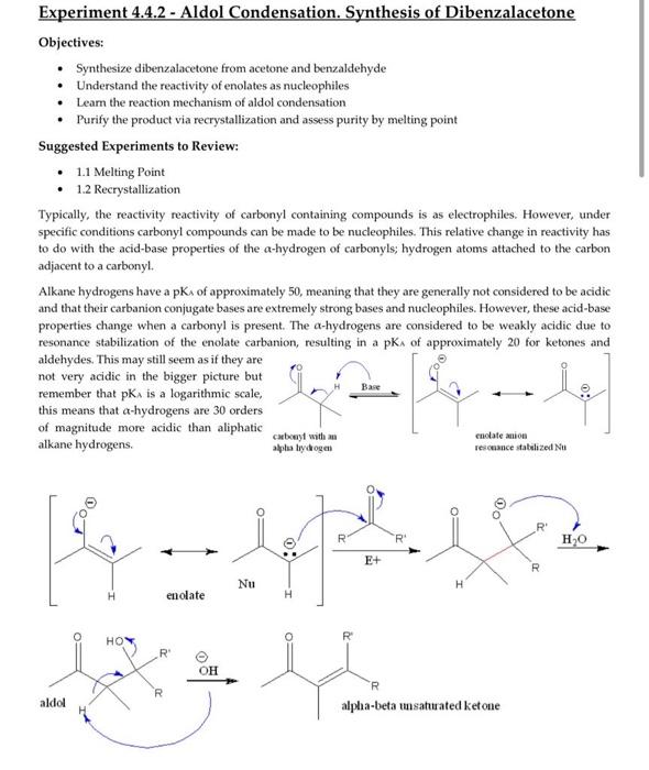Solved Experiment 4.4.2 - Aldol Condensation. Procedure A. | Chegg.com