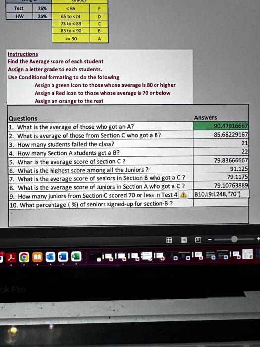 Instructions Find the Average score of each student | Chegg.com