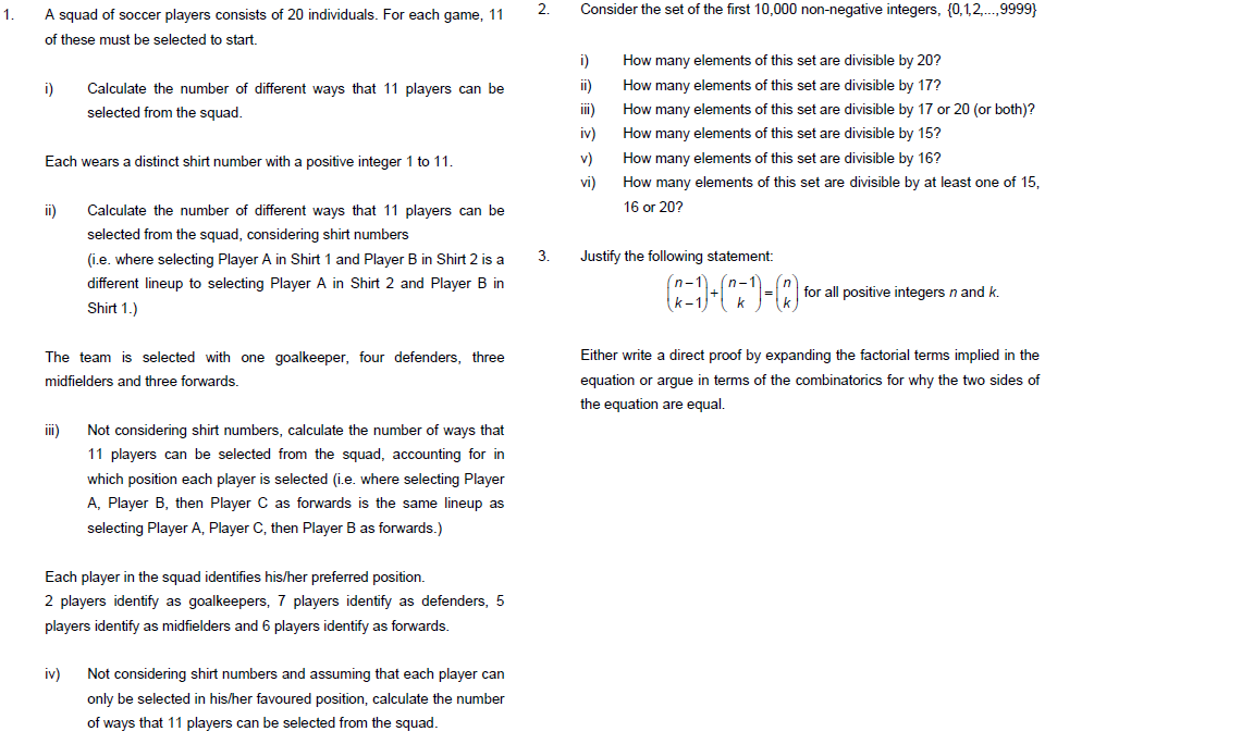 Solved A squad of soccer players consists of 20 | Chegg.com