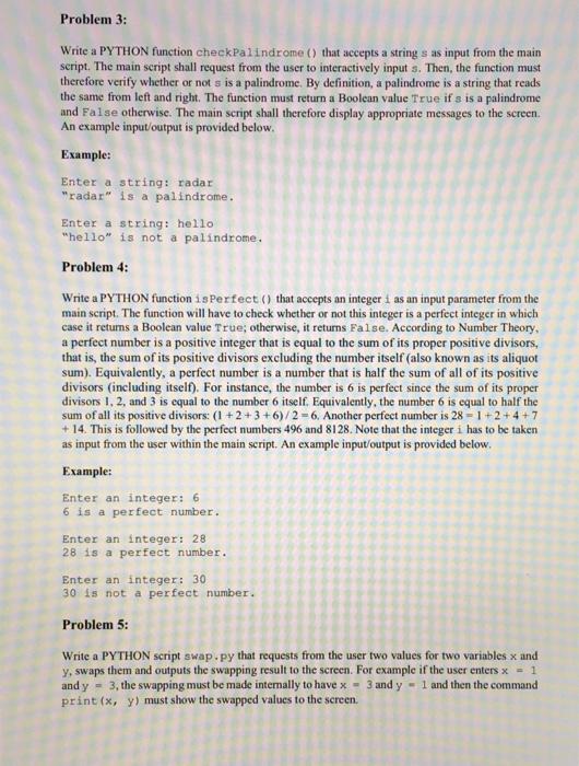 Solved Problem 3 Write A Python Function Checkpalindrome 4788