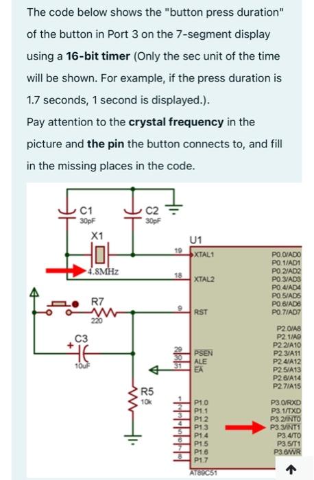 Solved The code below shows the "button press duration" of | Chegg.com
