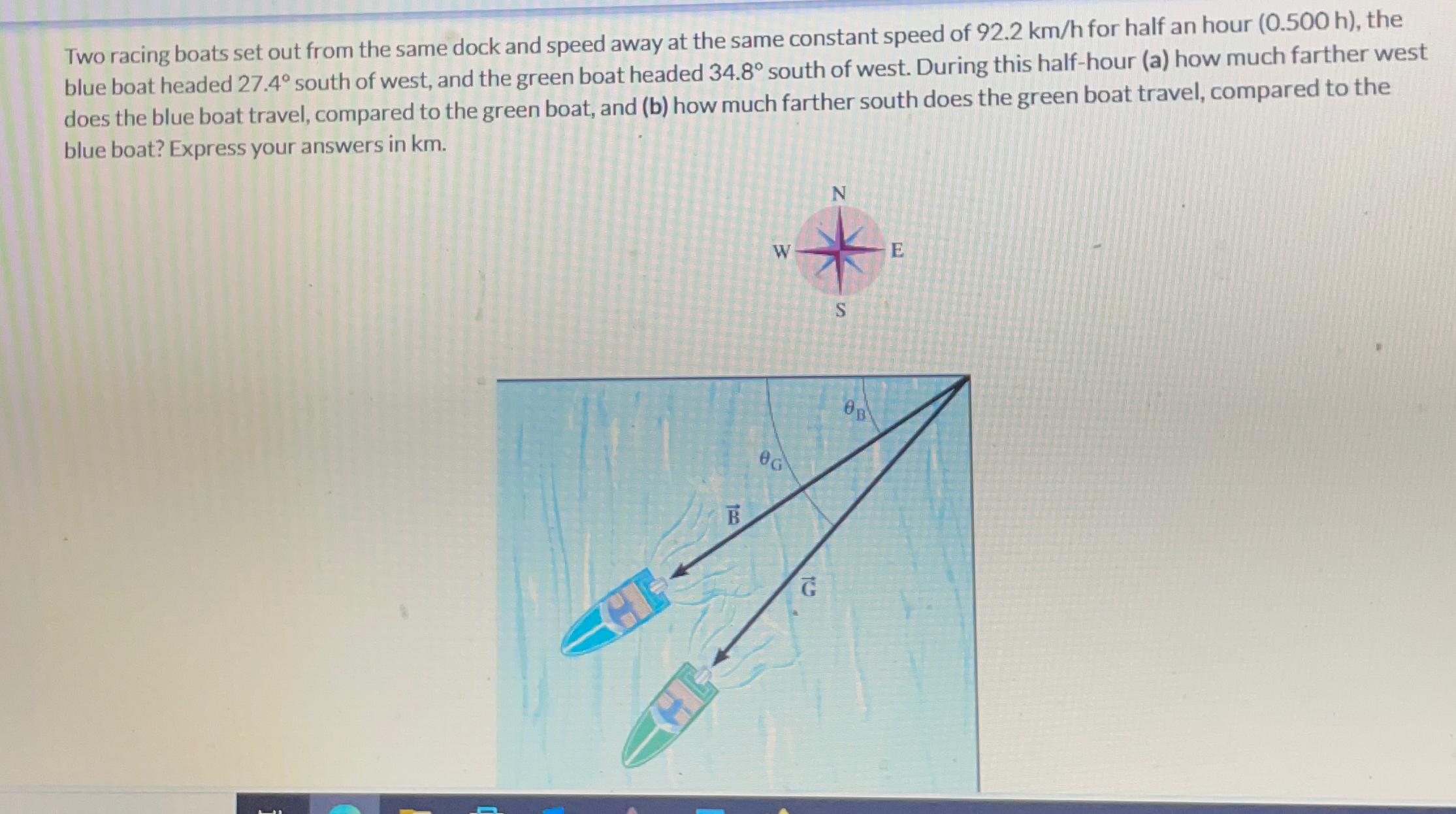 Solved Two racing boats set out from the same dock and speed | Chegg.com