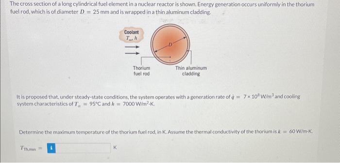 Solved The cross section of a long cylindrical fuel element | Chegg.com