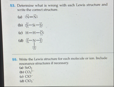 Solved Determine what is wrong with each Lewis structure and | Chegg.com