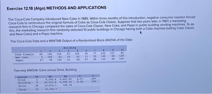 Solved Exercise 12.18 (Algo) METHODS AND APPLICATIONS The | Chegg.com