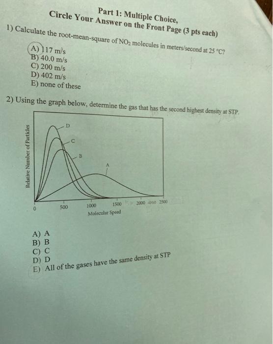 Solved Part 1: Multiple Choice, Circle Your Answer on the | Chegg.com