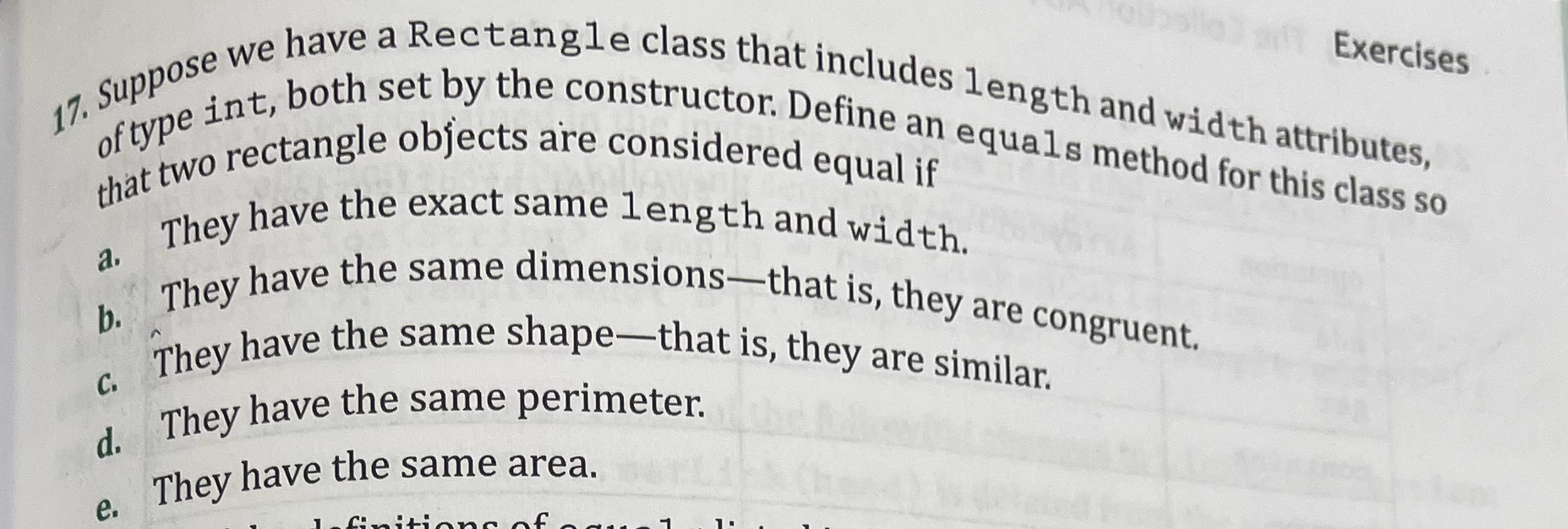 Solved Exercises17. ﻿Suppose we have a Rectangle class that | Chegg.com