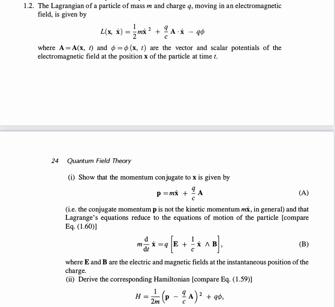 Solved 1.2. ﻿The Lagrangian of a particle of mass m ﻿and | Chegg.com