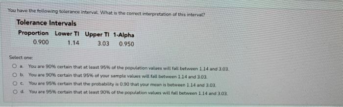Solved You have the following tolerance interval. What is | Chegg.com