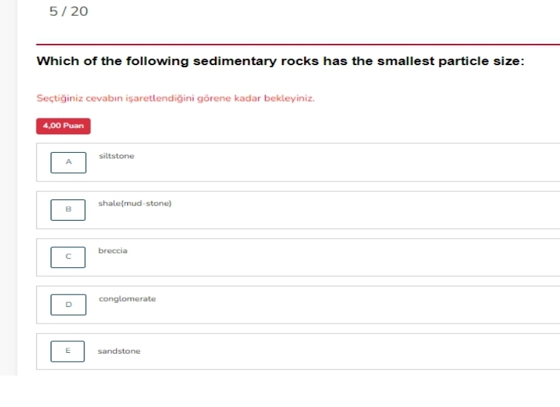 Solved 520Which of the following sedimentary rocks has the | Chegg.com