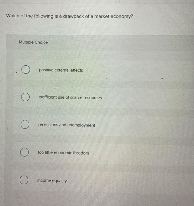Solved Which of the following is a drawback of a market | Chegg.com