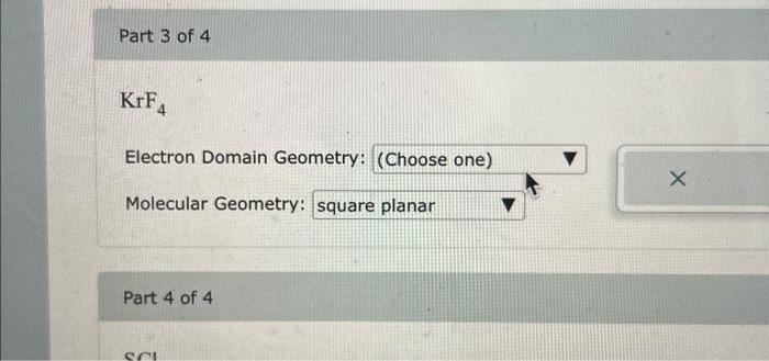 Solved KrF4 Electron Domain Geometry: Molecular Geometry: | Chegg.com
