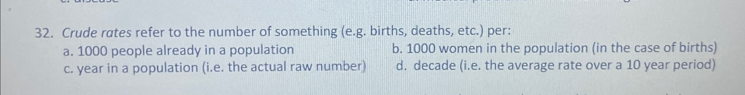 Solved Crude rates refer to the number of something (e.g. | Chegg.com