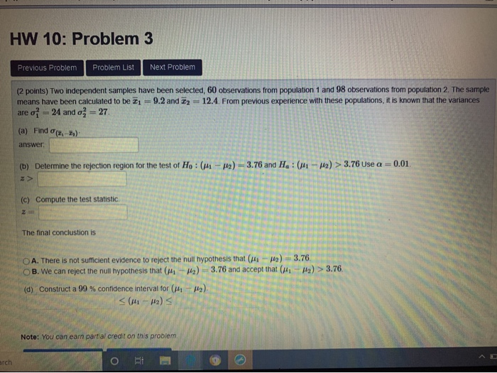 Solved HW 10: Problem 3 Previous Problem Problem List Next | Chegg.com