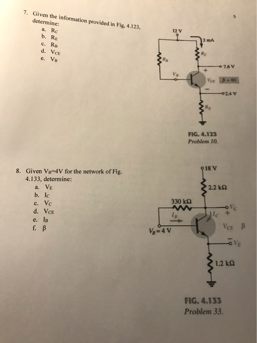 Solved 7. Given the information provided in Fig. 4.123. | Chegg.com