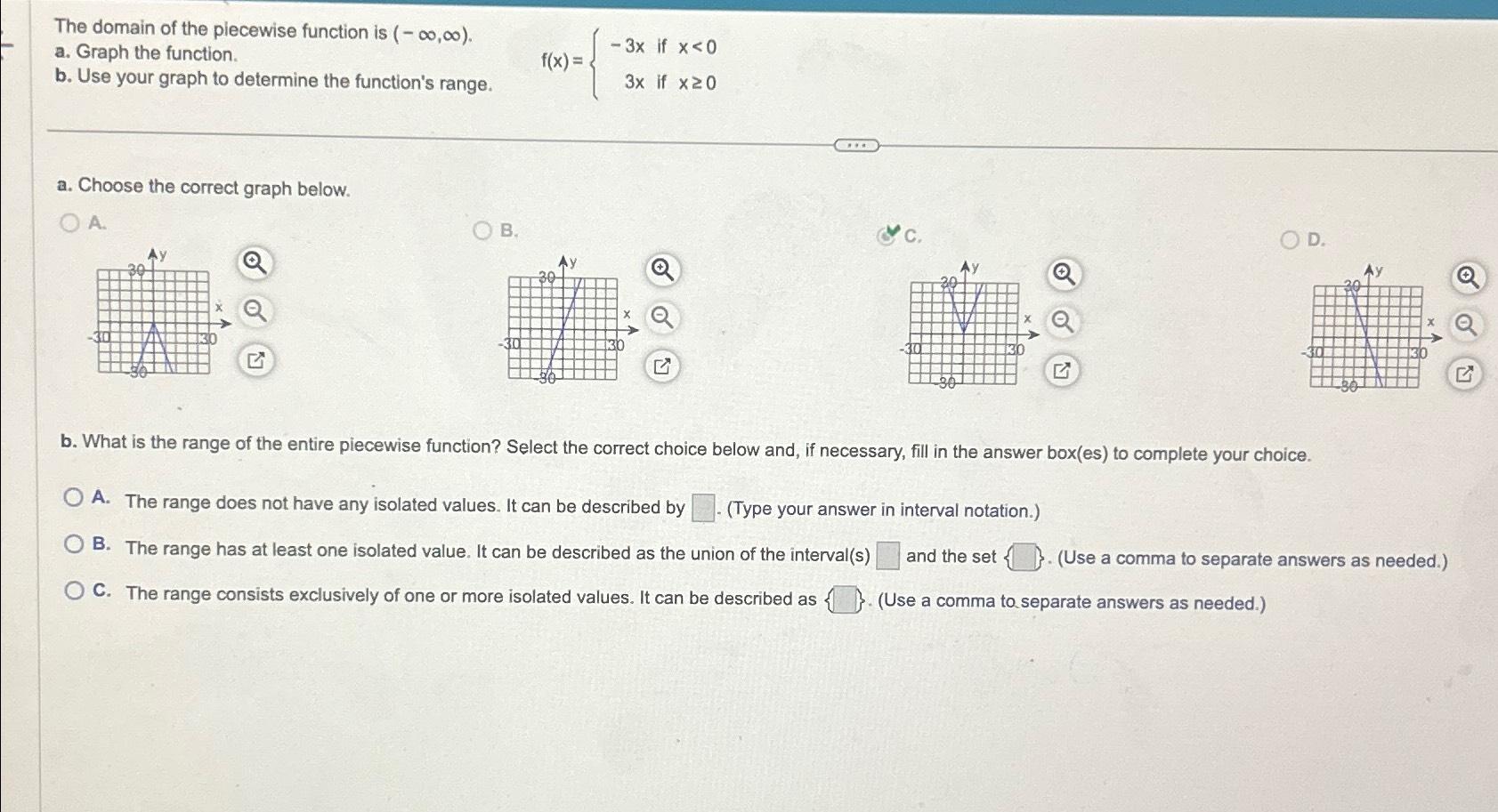 Solved What is the range of the piecewise function. The | Chegg.com