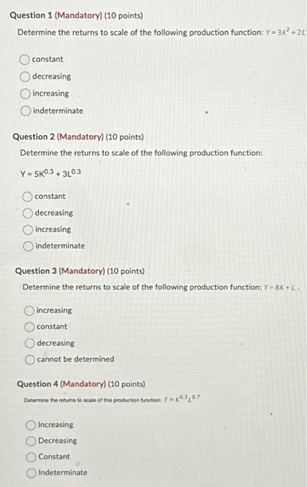 Solved Question 1 (Mandatory) (10 points) Determine the | Chegg.com