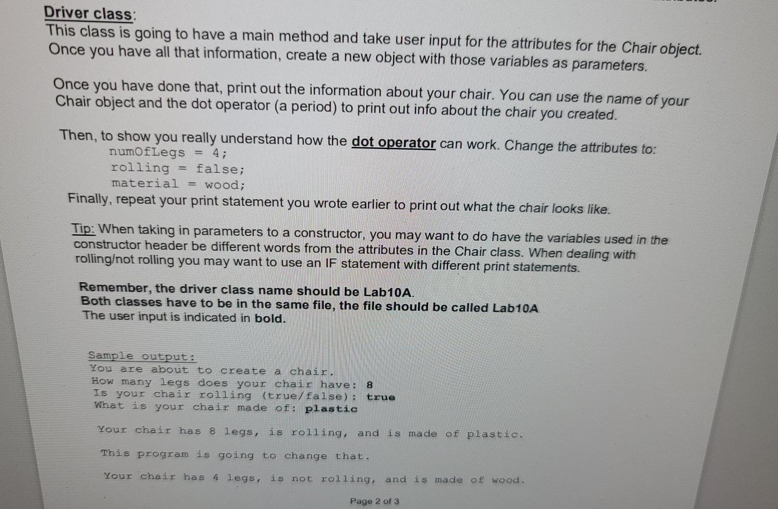 Solved Lab10A: A Tale of Two Classes When teaching objects | Chegg.com