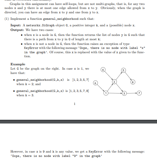 Solved Graphs in this assignment can have self-loops, but | Chegg.com