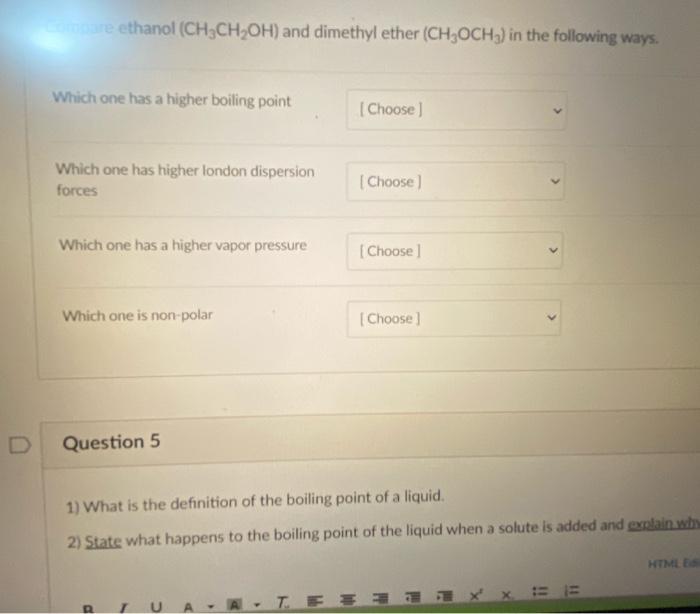 Solved e ethanol (CH3CH2OH) and dimethyl ether (CH3OCH,) in | Chegg.com