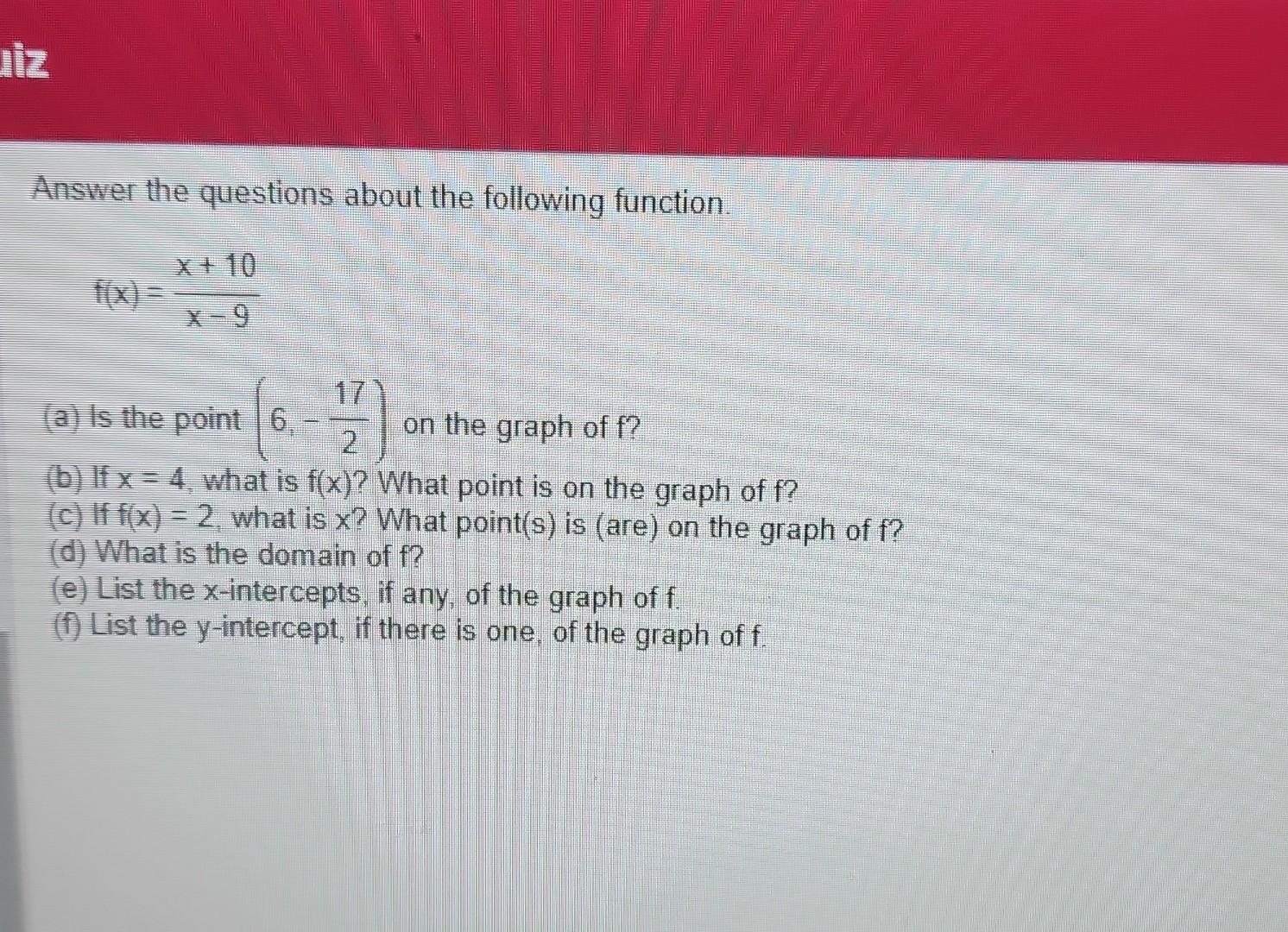 Solved Answer The Questions About The Following Function Chegg