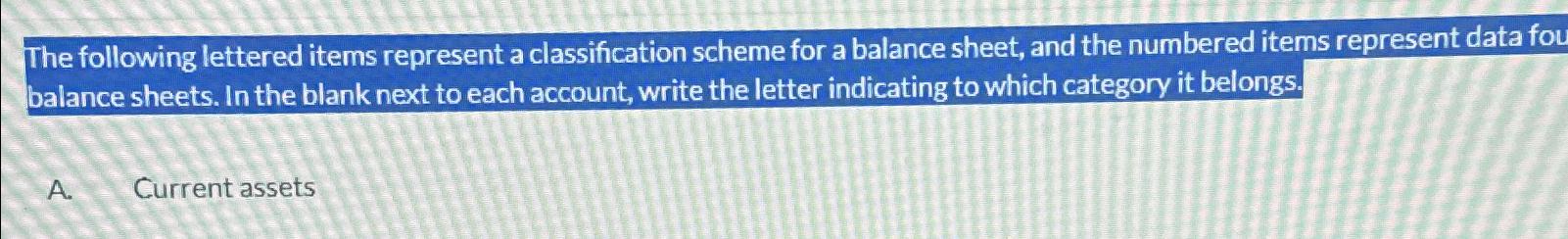 Solved The following lettered items represent a | Chegg.com