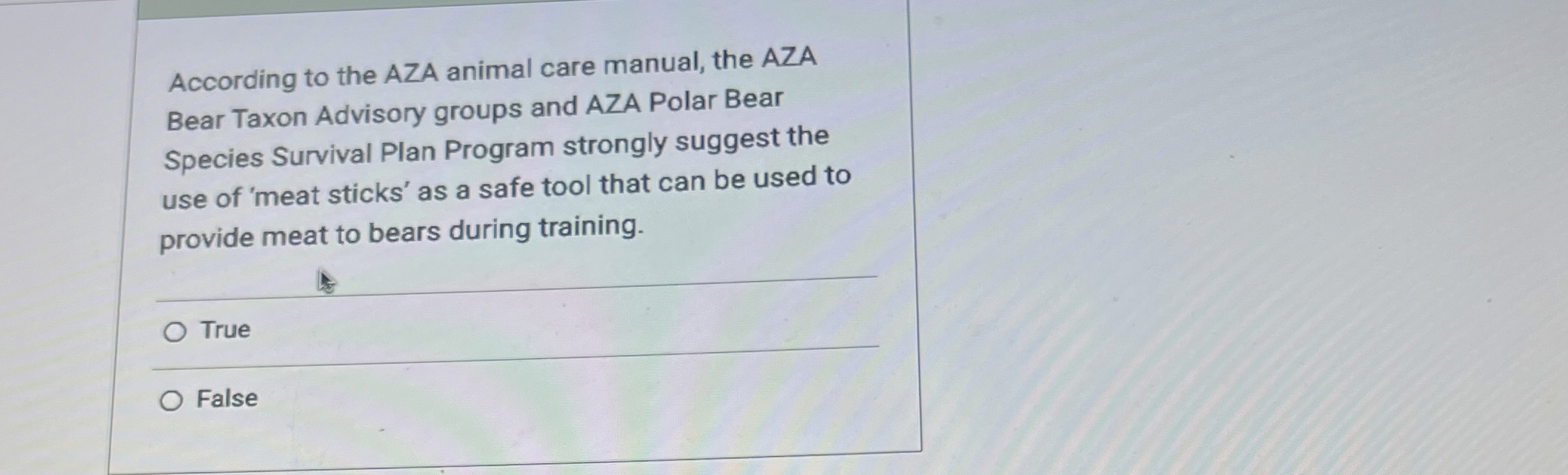 Solved According to the AZA animal care manual, the AZA Bear | Chegg.com