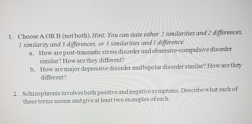 Solved 1. Choose A ORB (not both). Hint: You can state | Chegg.com