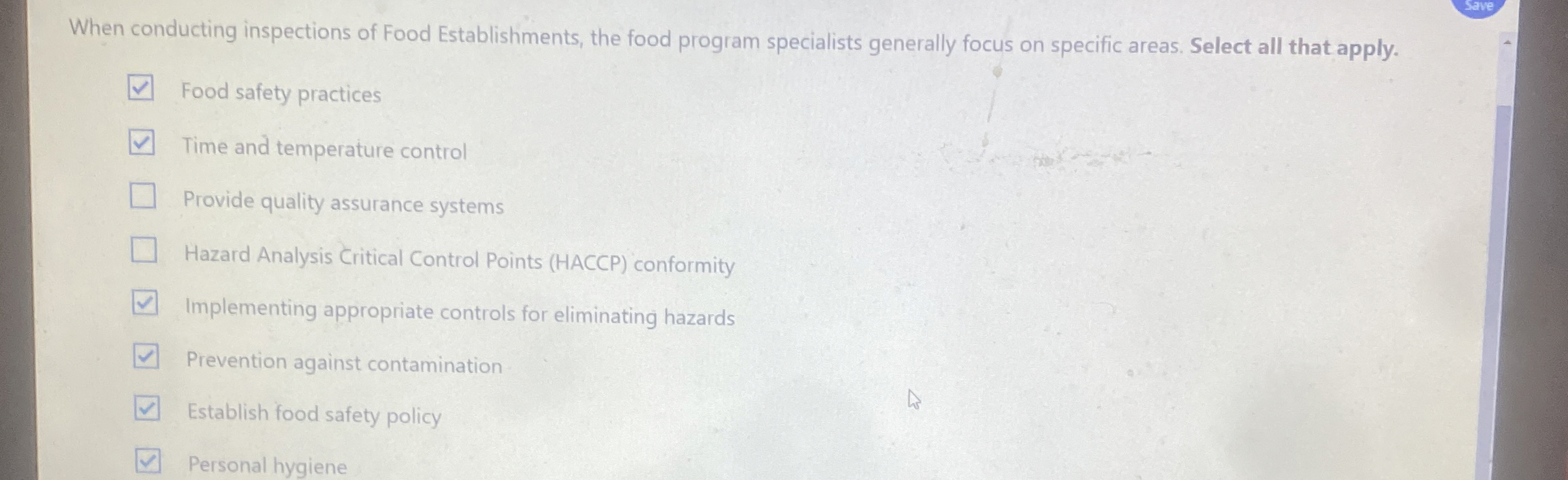 Solved When conducting inspections of Food Establishments, | Chegg.com
